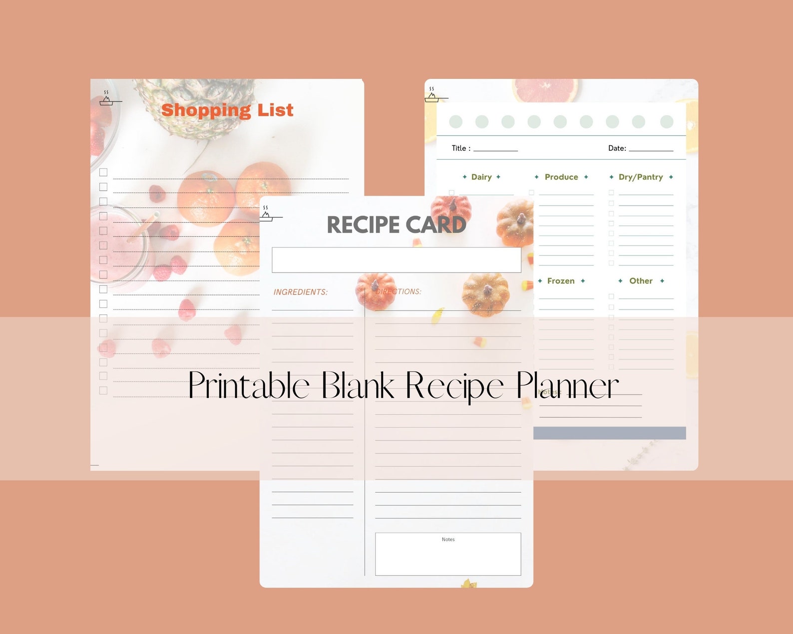 Printable Blank Recipe Planner Weekly Meal Planner Recipe - Etsy