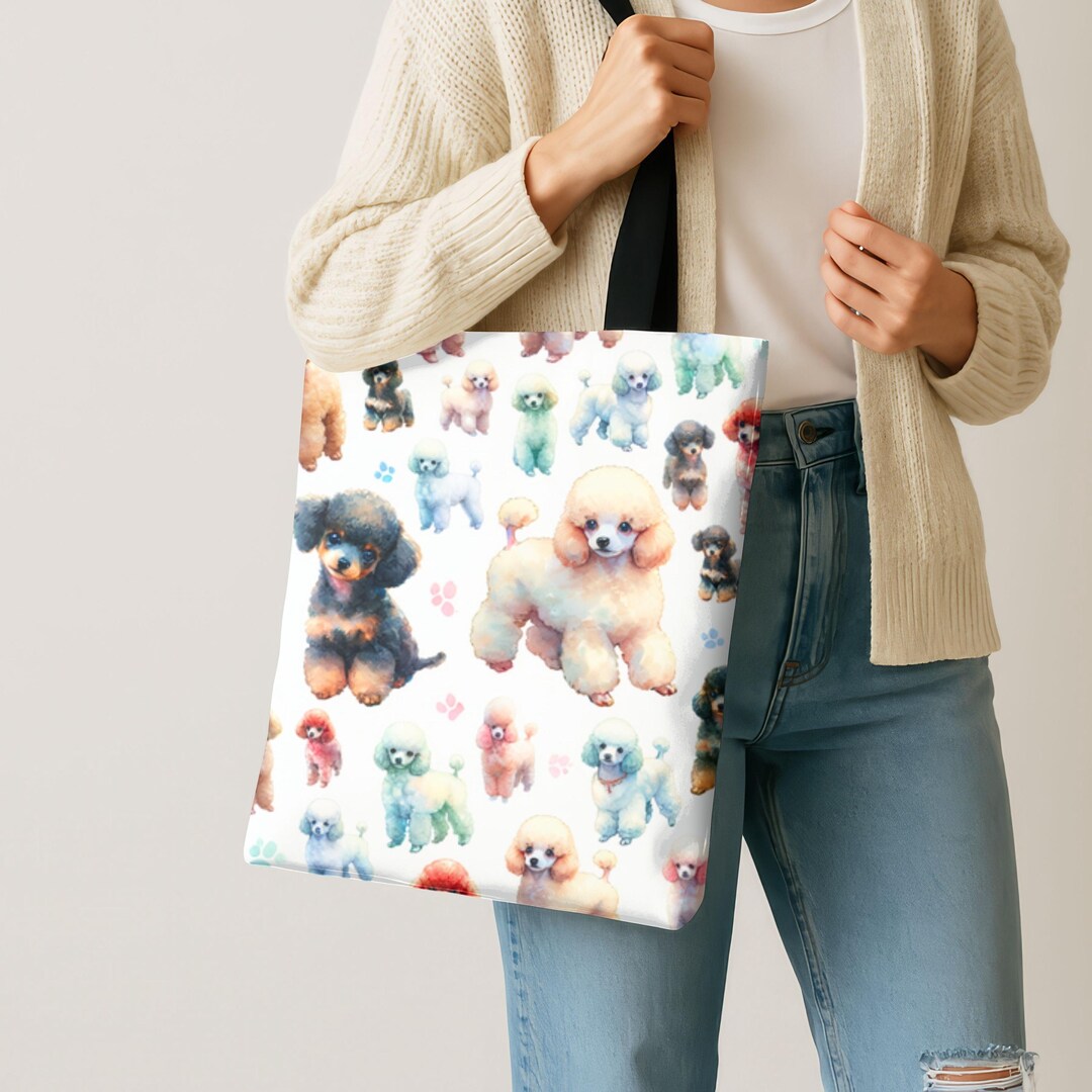 Poodle Pattern Tote Bag, Cute Dog Lover Gift, Shopping Bag, Pet Owner ...