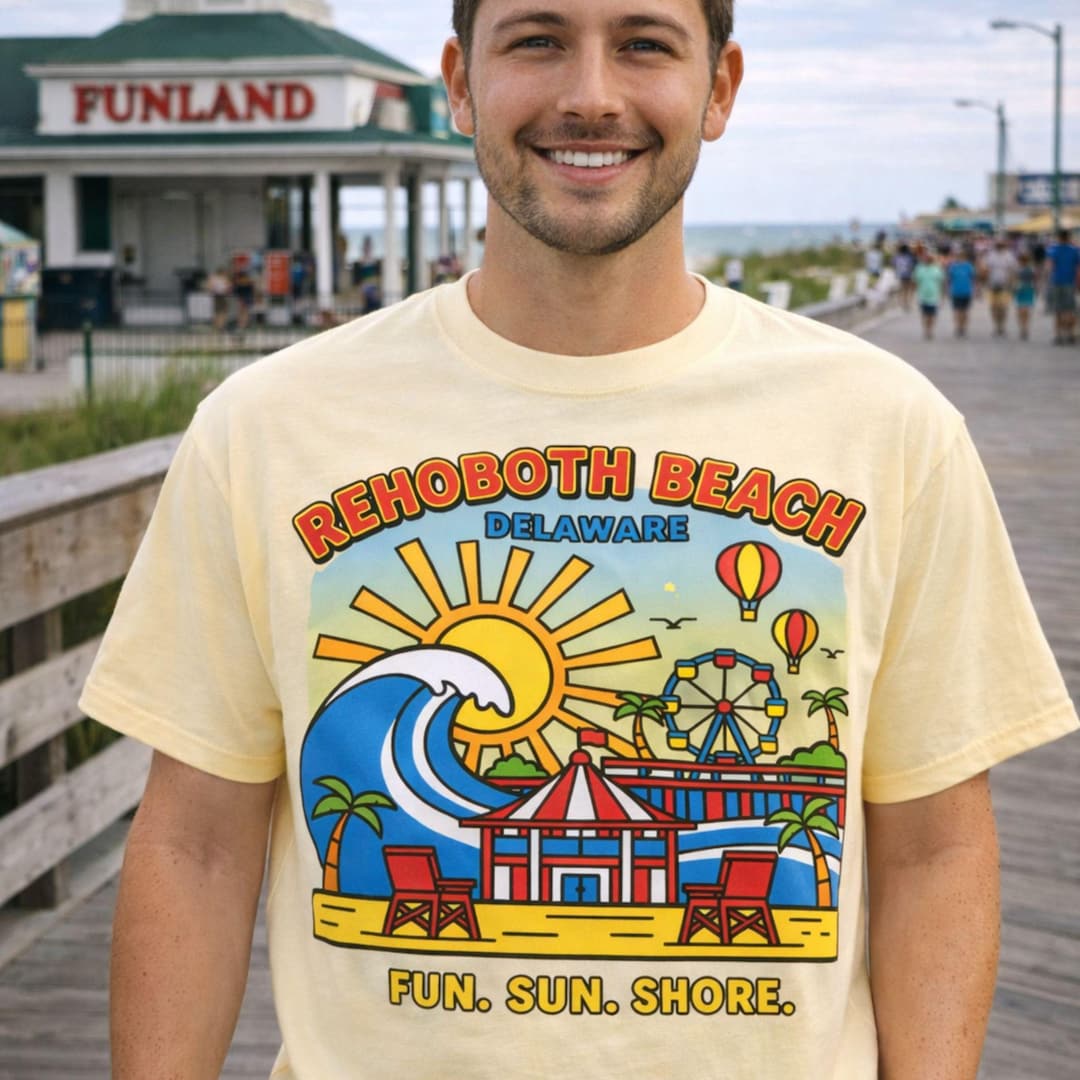Rehoboth Beach Vintage Boardwalk T-shirt | Fun Sun Shore Graphic Tee ...