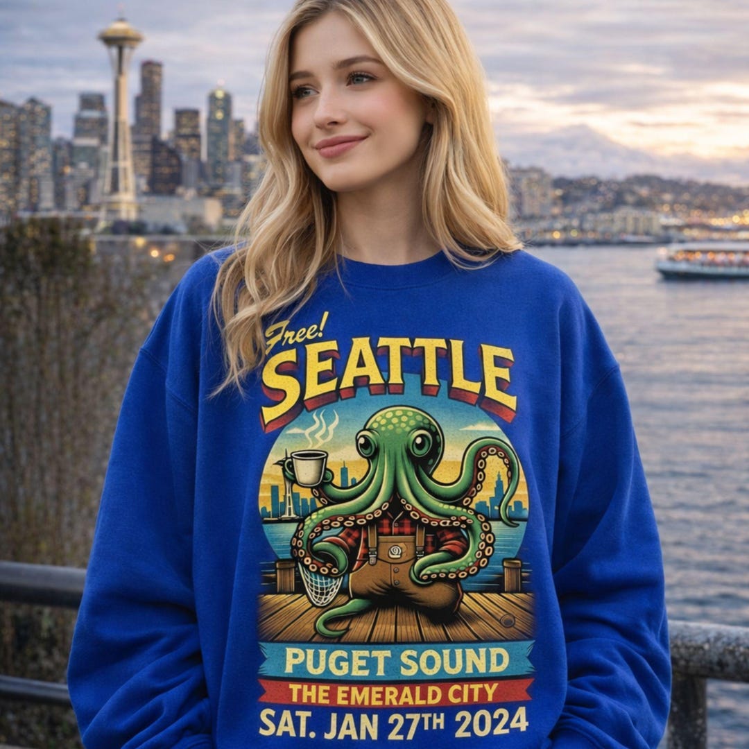 Seattle Octopus Concert Poster Crewneck Sweatshirt | Puget Sound | the ...