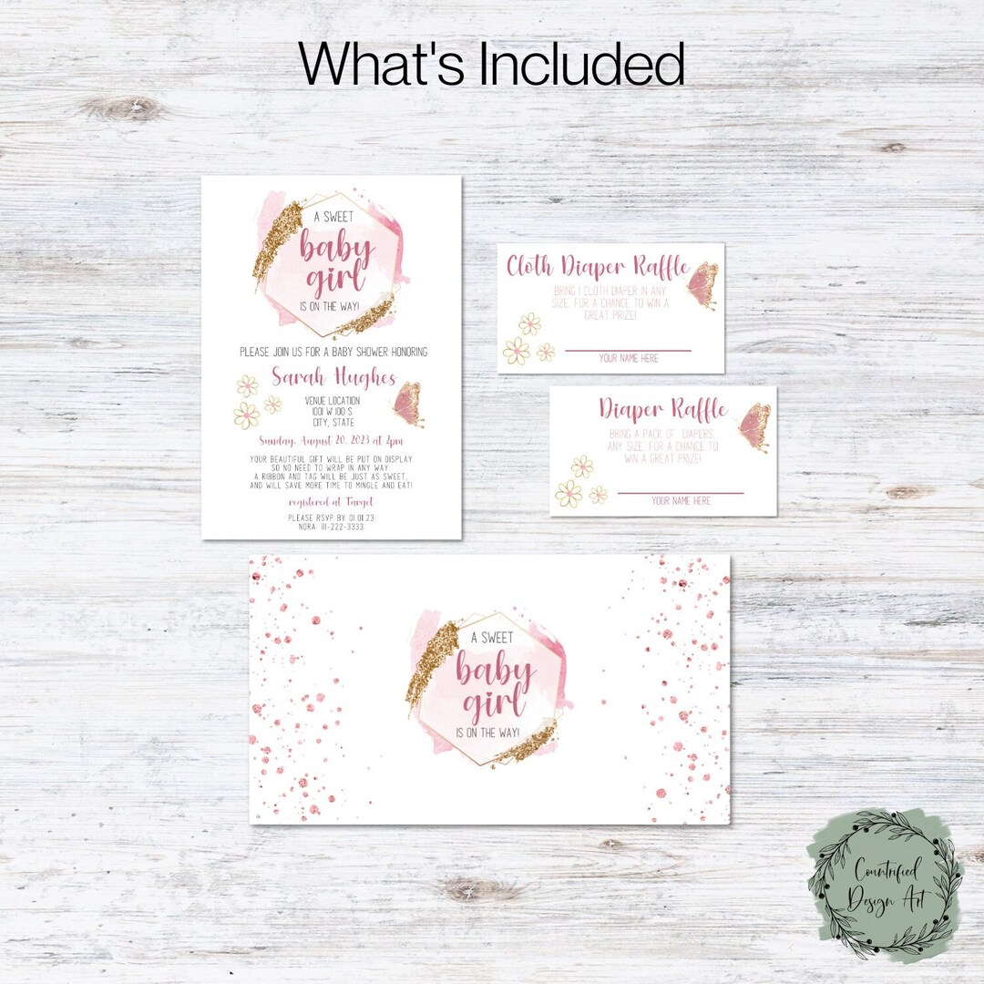Sweet Baby Girl Baby Shower Invitations, Girl Baby Shower, Baby Shower ...