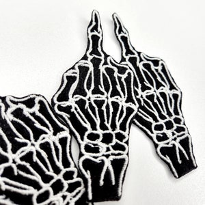 Skeleton Middle Finger Patch | Halloween Patch | Skeleton Hand Iron on ...