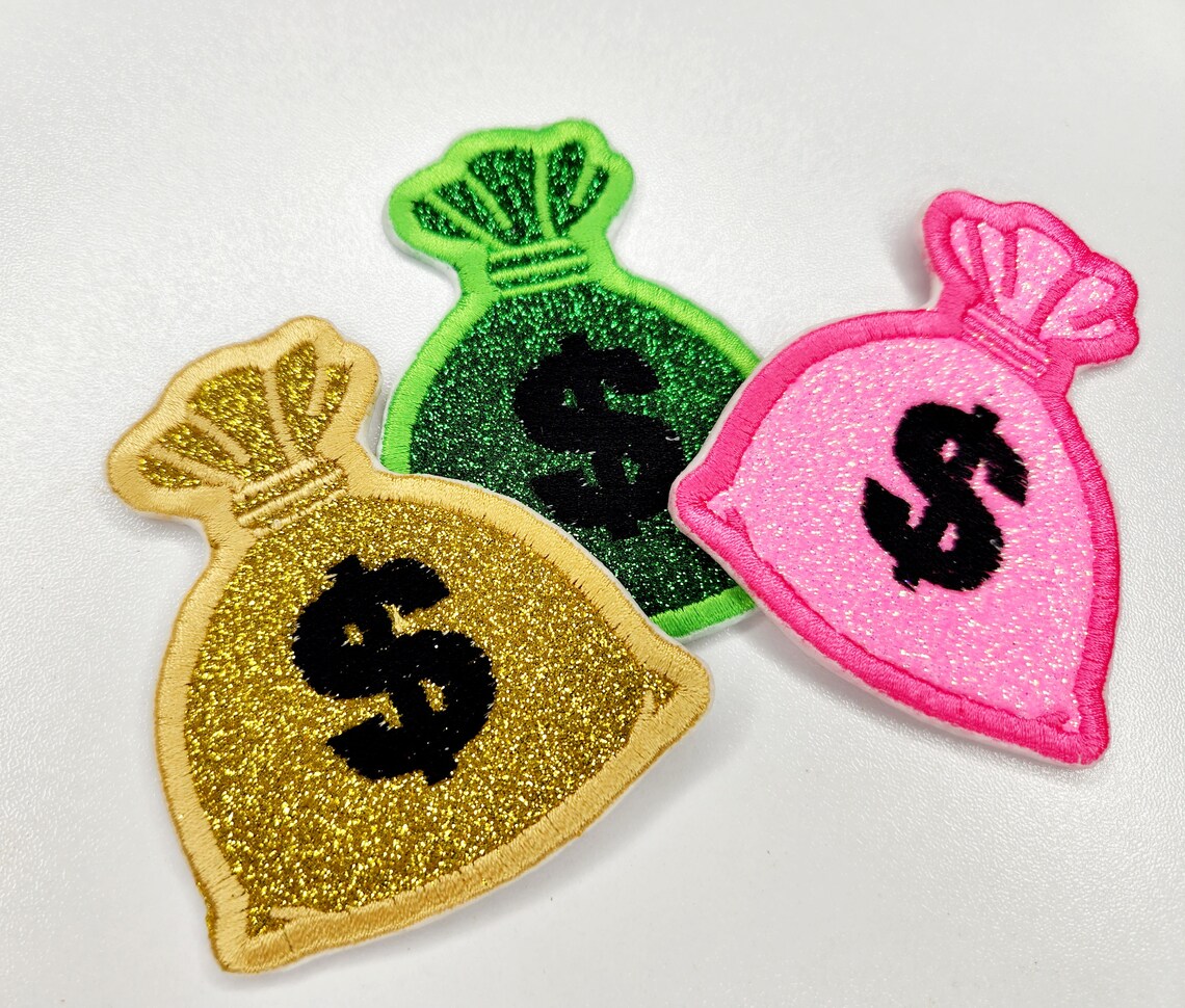 Glitter Money Bag Iron on Patch Bag of Money Patch Get - Etsy