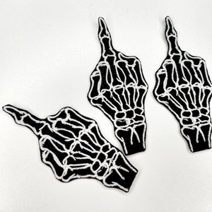 Skeleton Middle Finger Patch | Halloween Patch | Skeleton Hand Iron on Patch | Middle Finger - Etsy