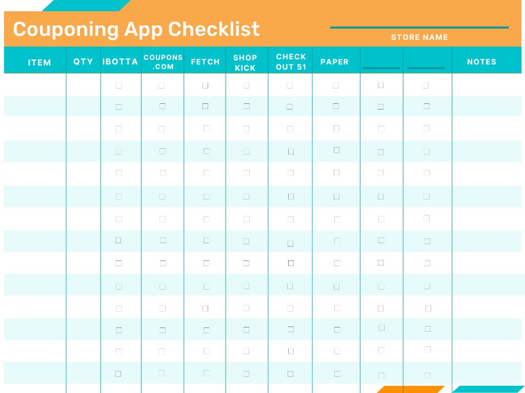 Couponing App Store Rebate Checklist / Easy Planner Coupon Organizing ...