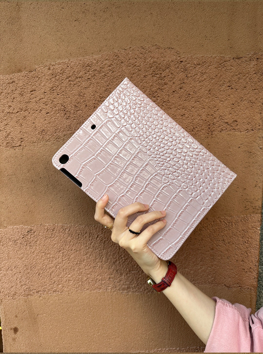 Creamy Pink Leather iPad Case, With Pencil Slot for iPad Air 4 5th Case ...