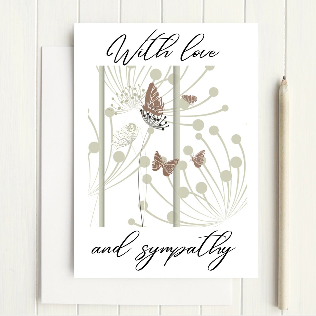 With Love and Sympathy Digital Download Card, Digital Sympathy Card ...