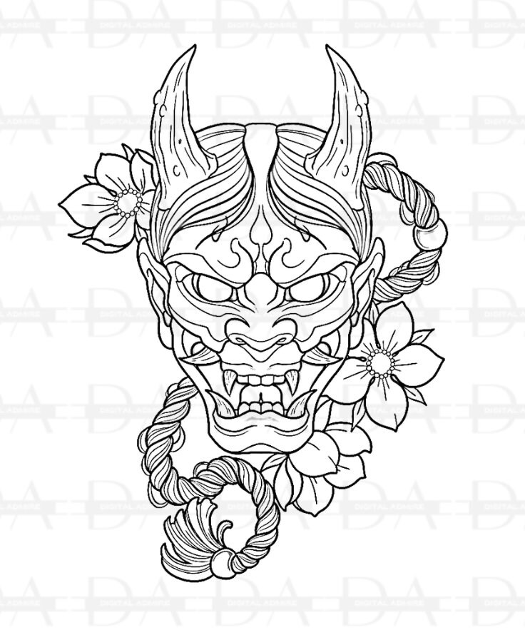 Oni Mask Tattoo Design Bundle Pack PNG SVG EPS Digital Precut Files ...