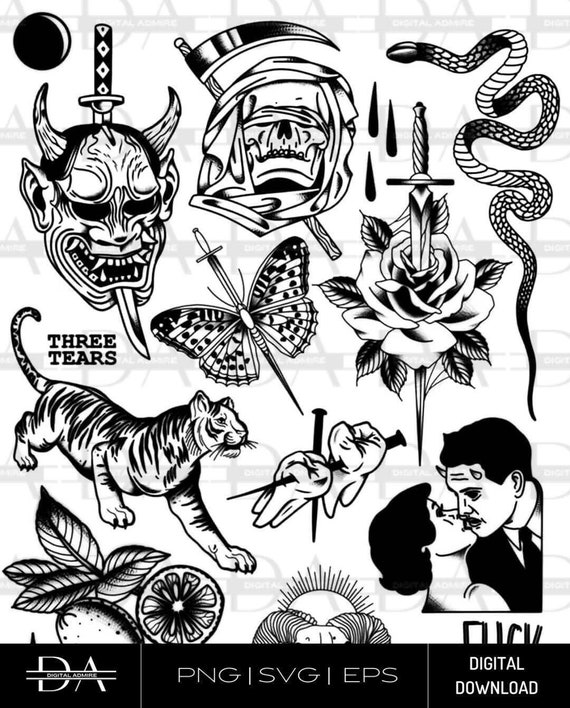 Vintage Digital SVG PNG Instant Download Tattoo Flash Design - Etsy