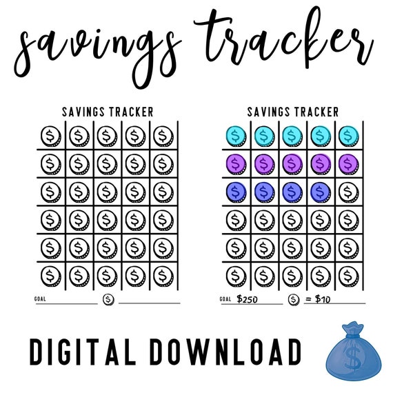 Savings Tracker Savings Tracker Digital Download Savings - Etsy