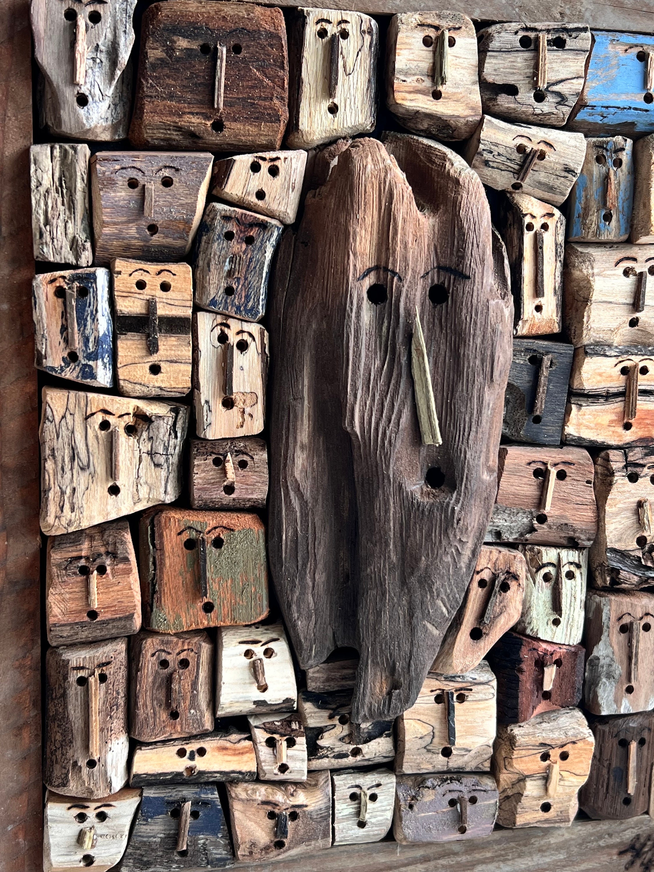 Handcrafted Unique Driftwood Wall Hanging 11x13inch Faces Line leader ...