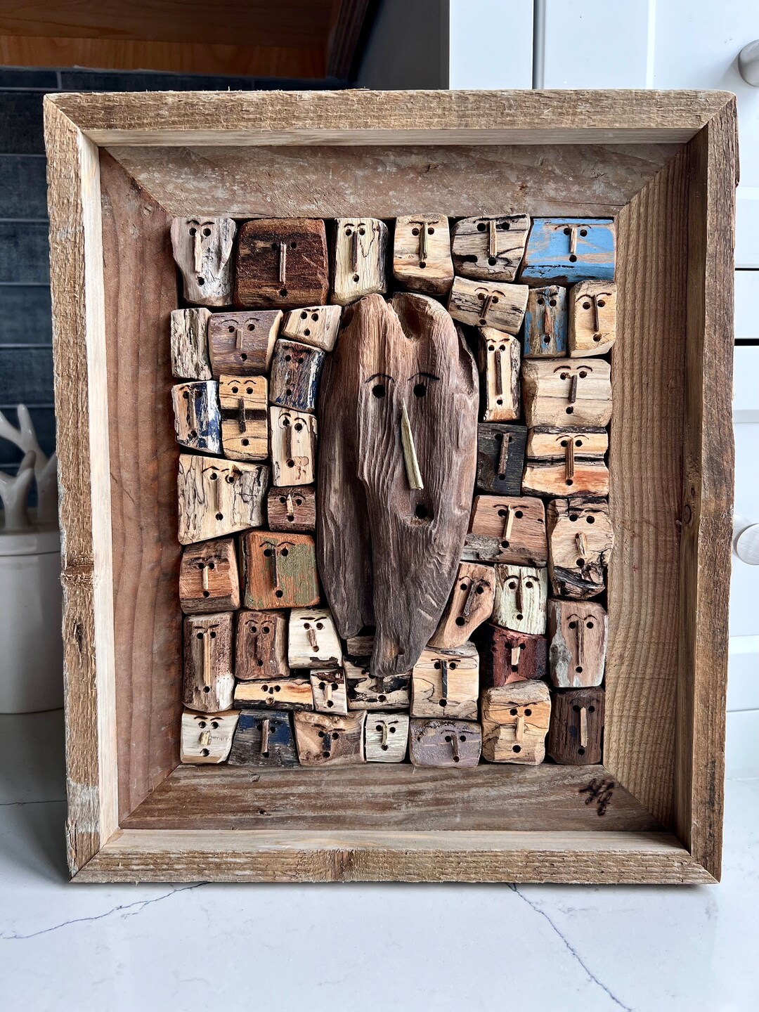Handcrafted Unique Driftwood Wall Hanging 11x13inch Faces Line leader ...