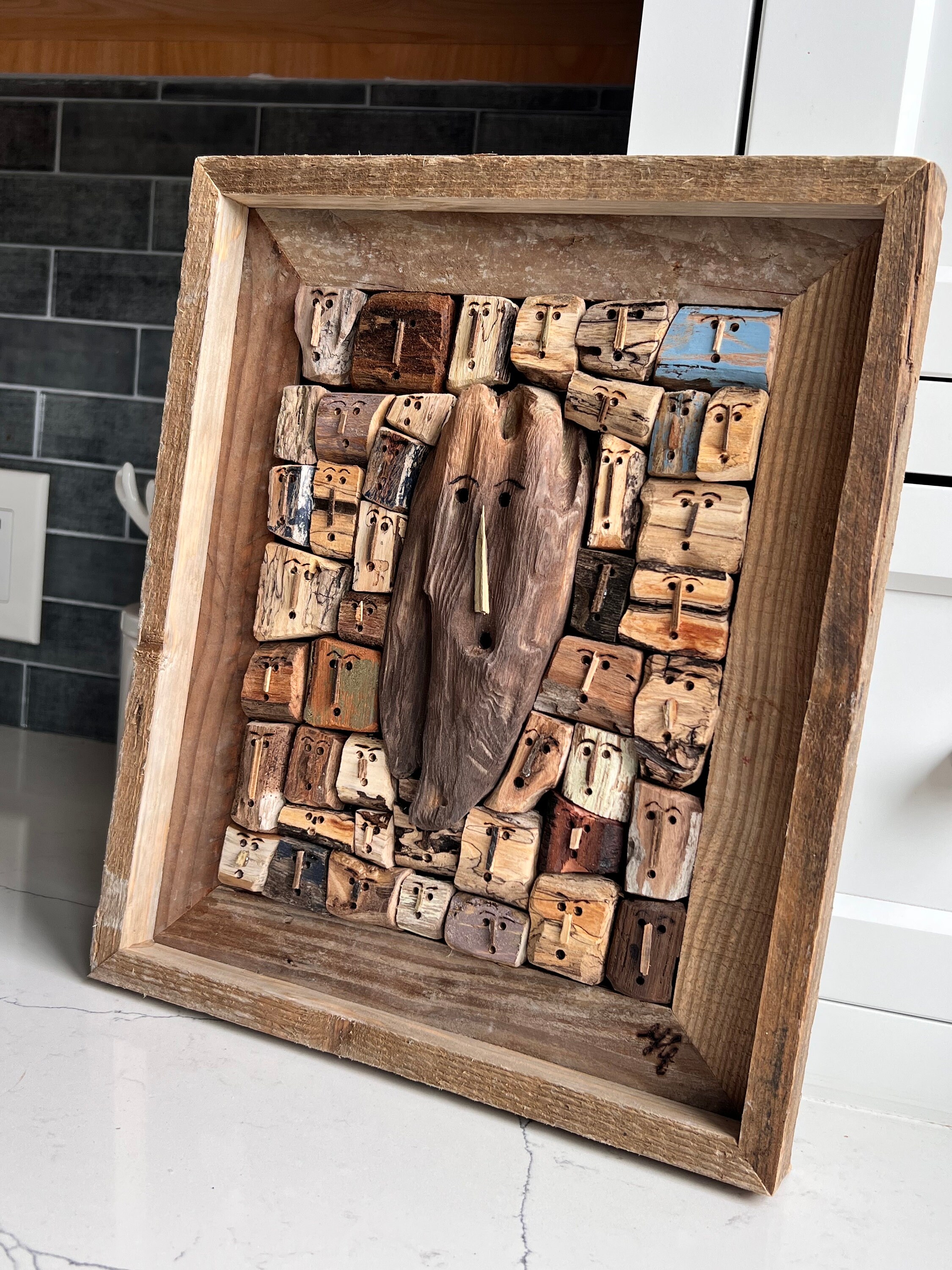 Handcrafted Unique Driftwood Wall Hanging 11x13inch Faces Line leader ...