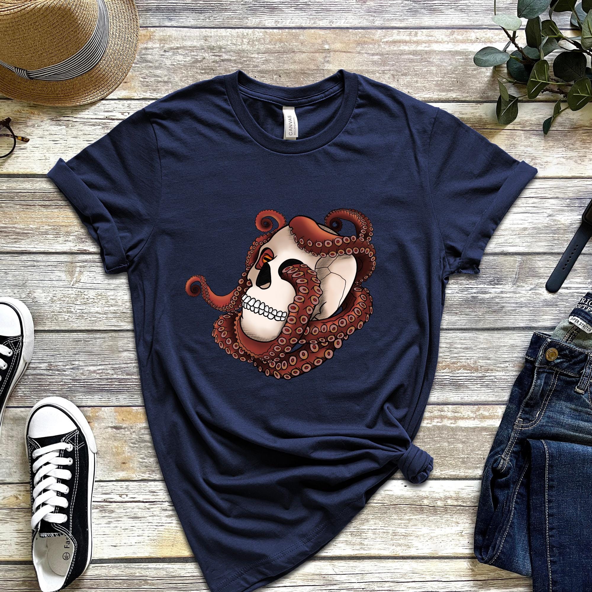 Tentacle Skull T-shirt - Gothic Octopus Graphic Tee - Etsy