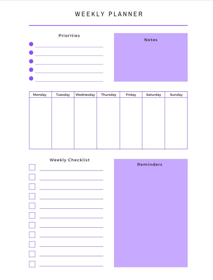 Weekly Planner for Creativity and Productivity - Etsy