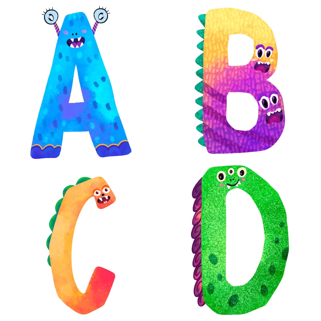 Monster Themed Alphabet Flash Cards - Etsy