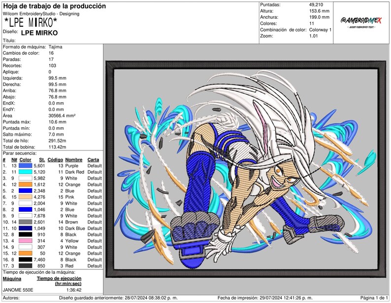 Anime Embroidery Design, Anime Machine Embroidery File, Instant ...