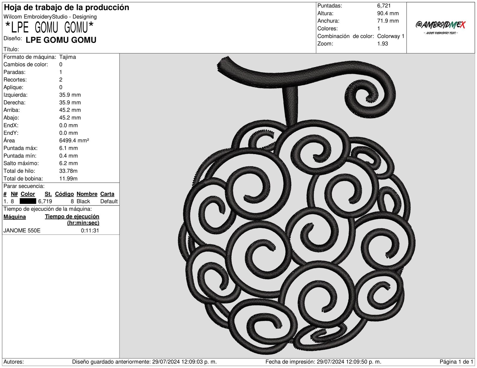 Anime Embroidery Design, Anime Machine Embroidery File, Instant ...