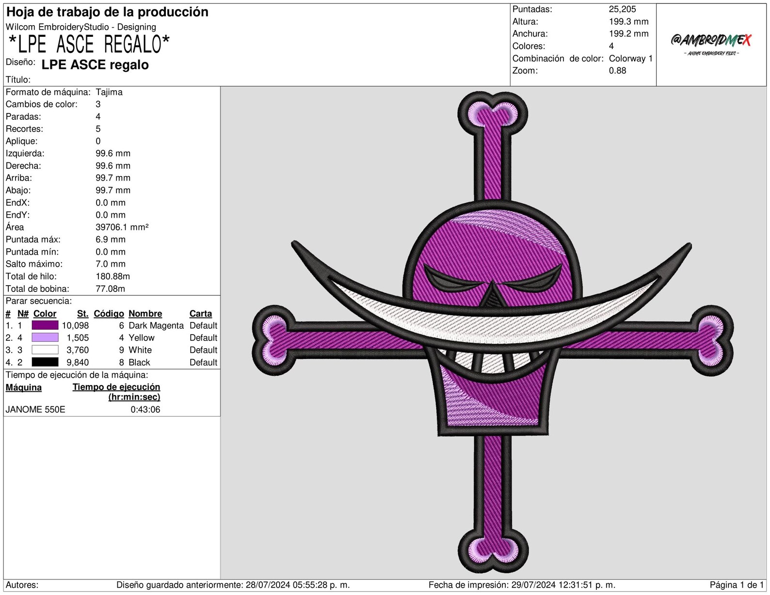 Anime Embroidery Design, Anime Machine Embroidery File, Instant ...