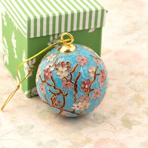 Value Arts Handmade Cloisonne Van Gogh Torque Blue Almond Blossom Ball ...