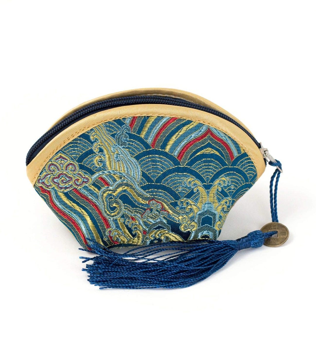 Vaco Chic Emperor's Silk Damask Blue Fortune Cookie Purse - Etsy