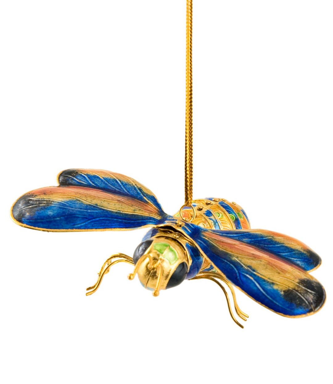 Value Arts Cloisonne Bumble Bee Ornament, Blue and Gold, Handmade ...
