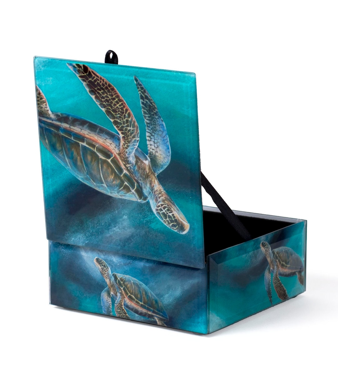 Value Arts Glass Green Turtle Square Keepsake Box - Etsy