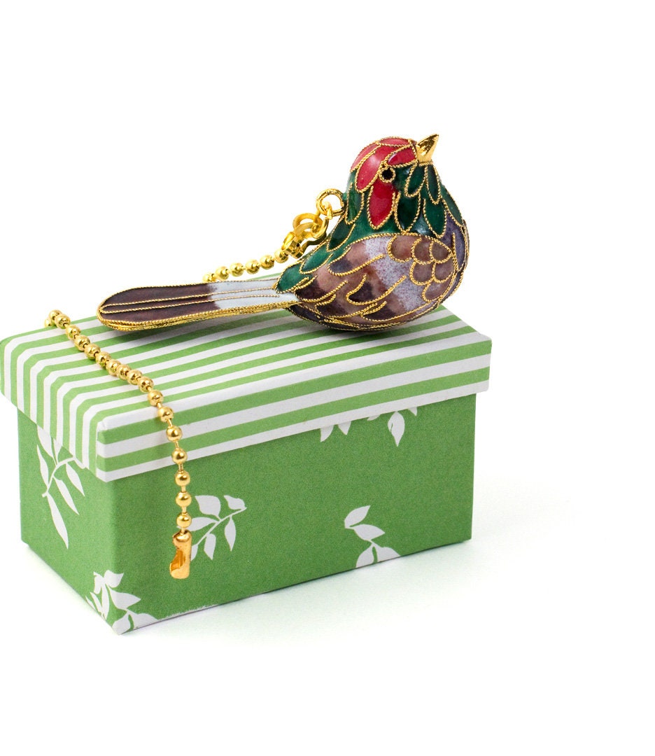 Value Arts Handmade Cloisonne Brown Singing Bird Fan Pull - Etsy
