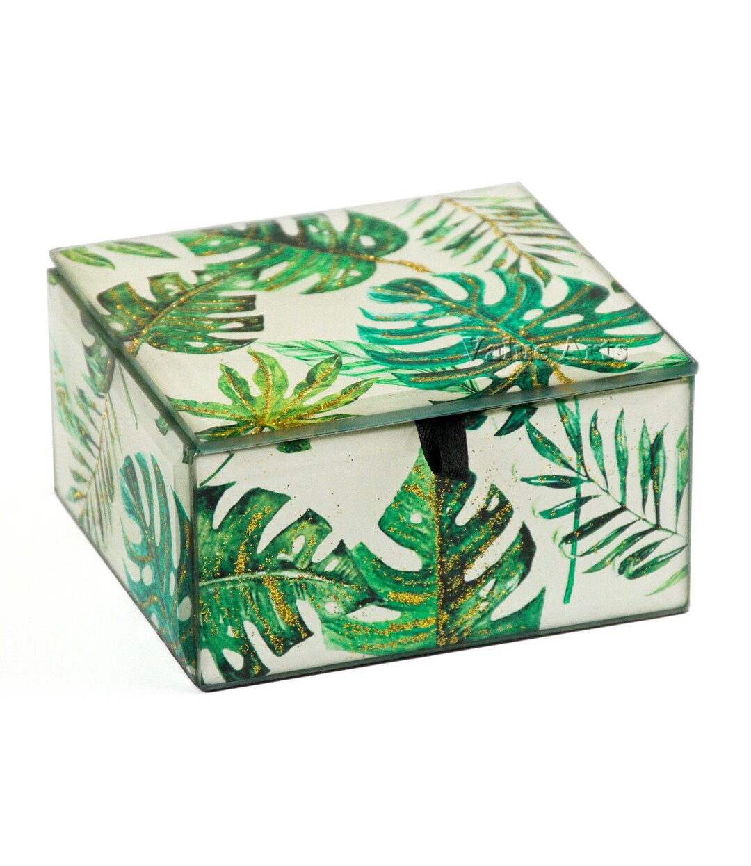 Value Arts Glass Tropical Green Square Keepsake Box - Etsy