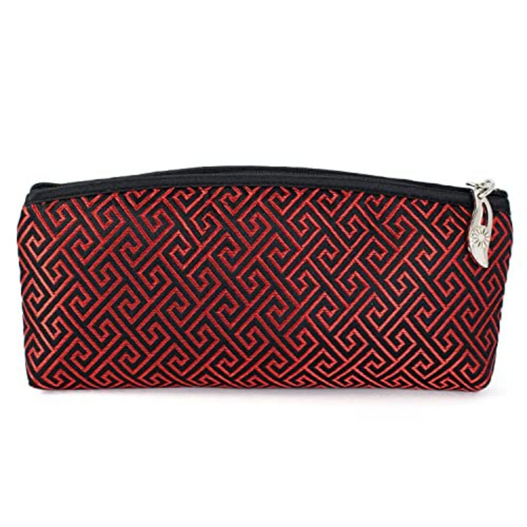 Value Arts Silk Damask Greek Key Red Zippered Glass Case - Pouch - Etsy
