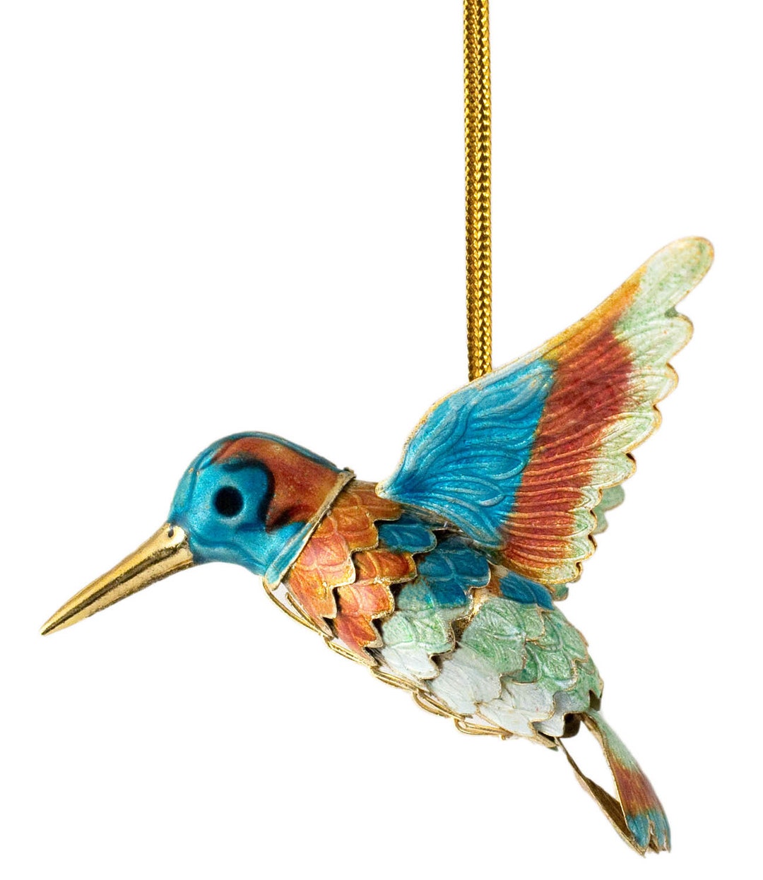 Value Arts Handmade Cloisonne Articulated Teal Red Hummingbird Hanging ...