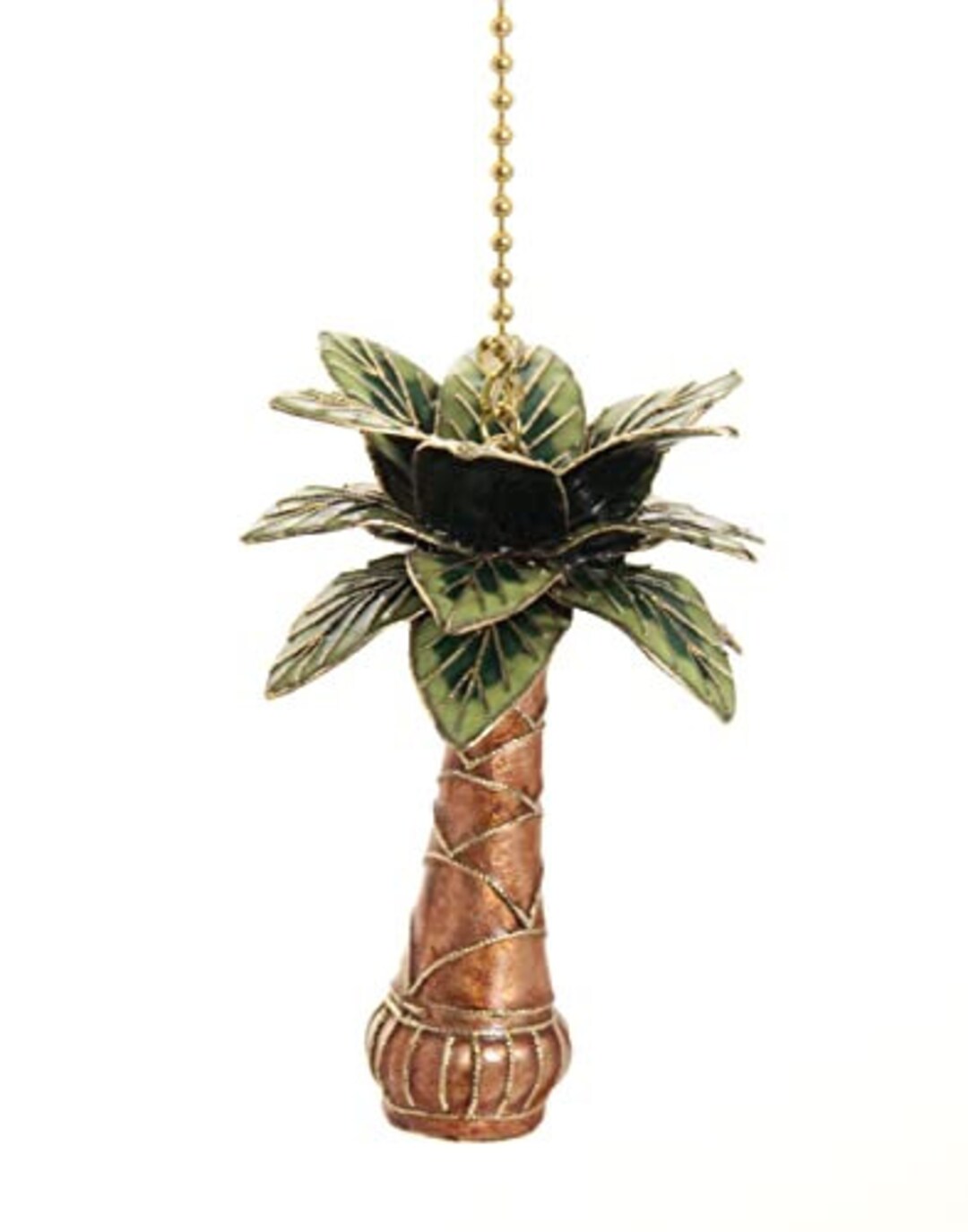 Value Arts Handmade Green Cloisonne Palm Tree Fan Pull - Etsy