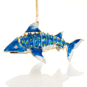 Value Arts Handmade Articulated Dark Blue Shark Ornament - Etsy