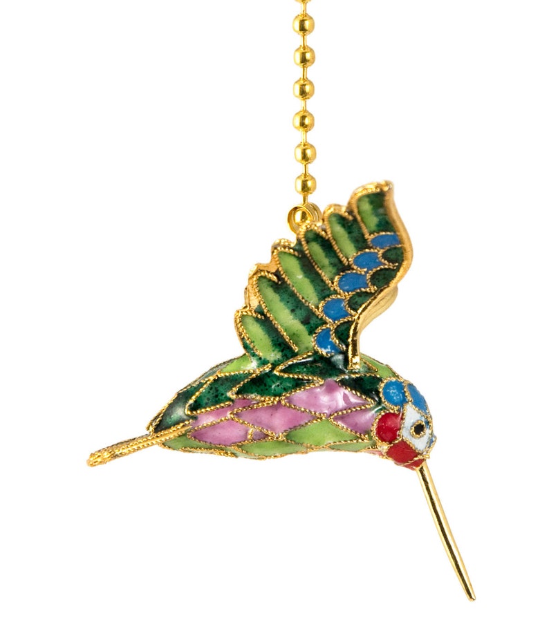 Value Arts Handmade Cloisonne Green Hummingbird Fan Pull - Etsy