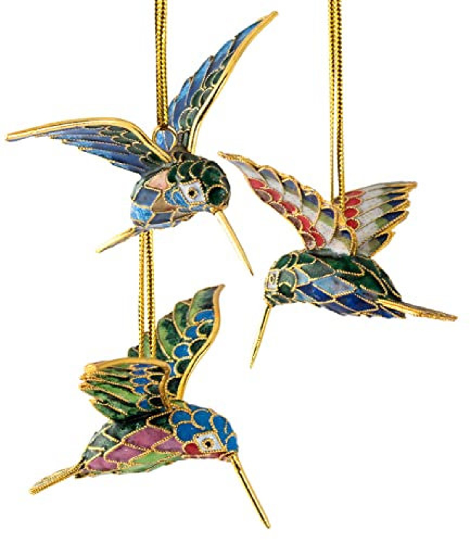 Value Arts Handmade Cloisonne 3 Pieces Value Pack Green Hummingbird ...