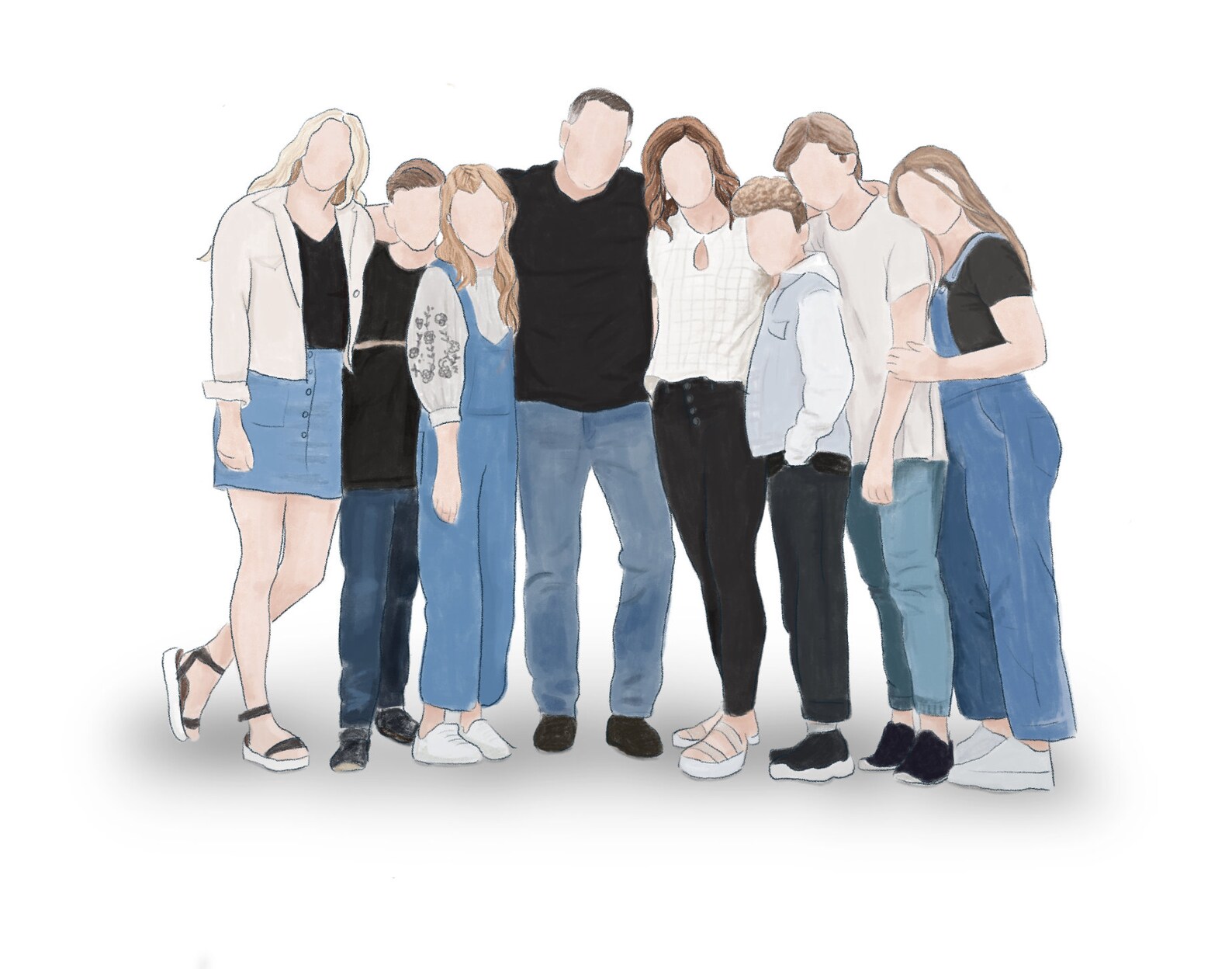 Custom Digital Family Portrait Painting Textured, Faceless - Etsy