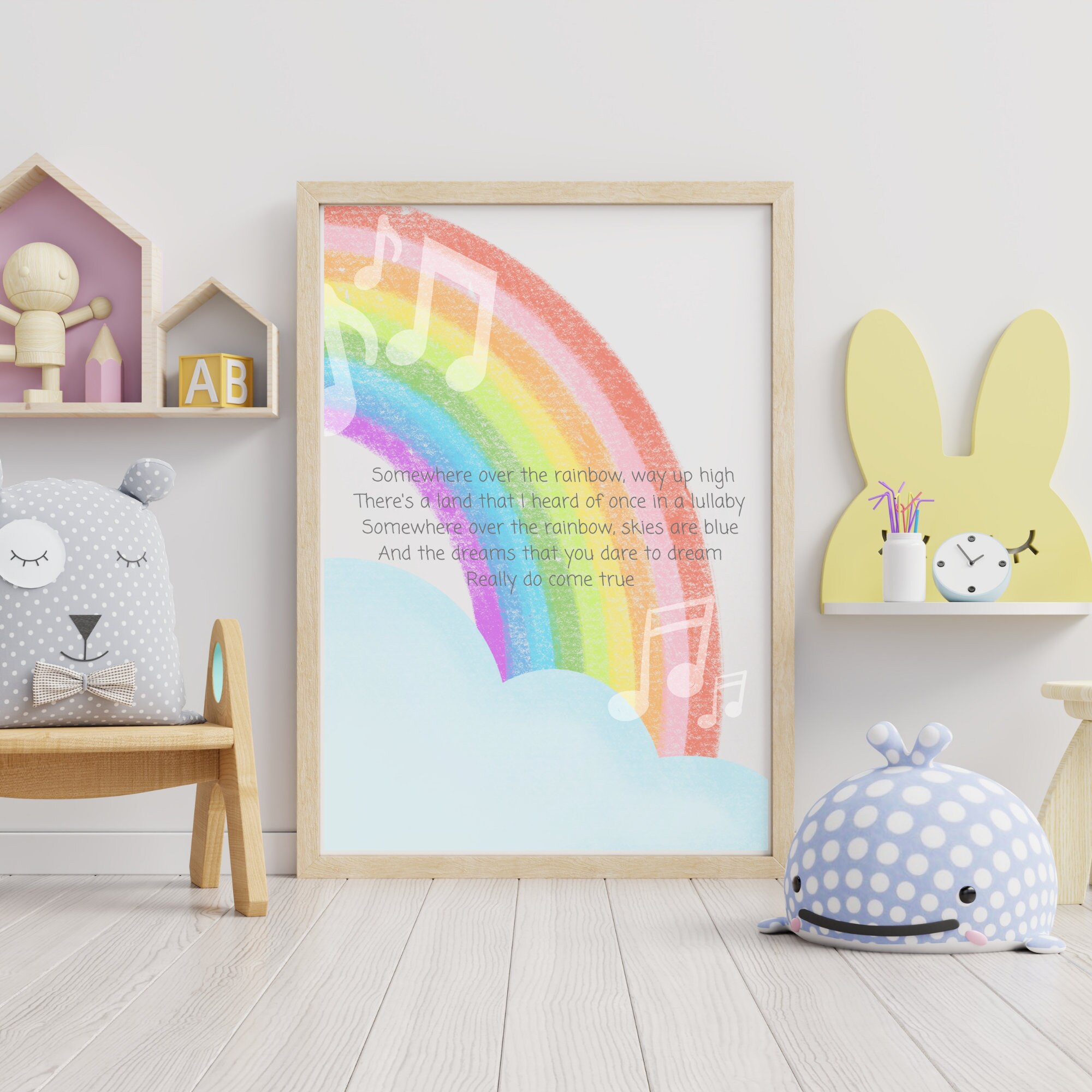Somewhere Over the Rainbow Kids Wall Art With Choice of Full Song ...