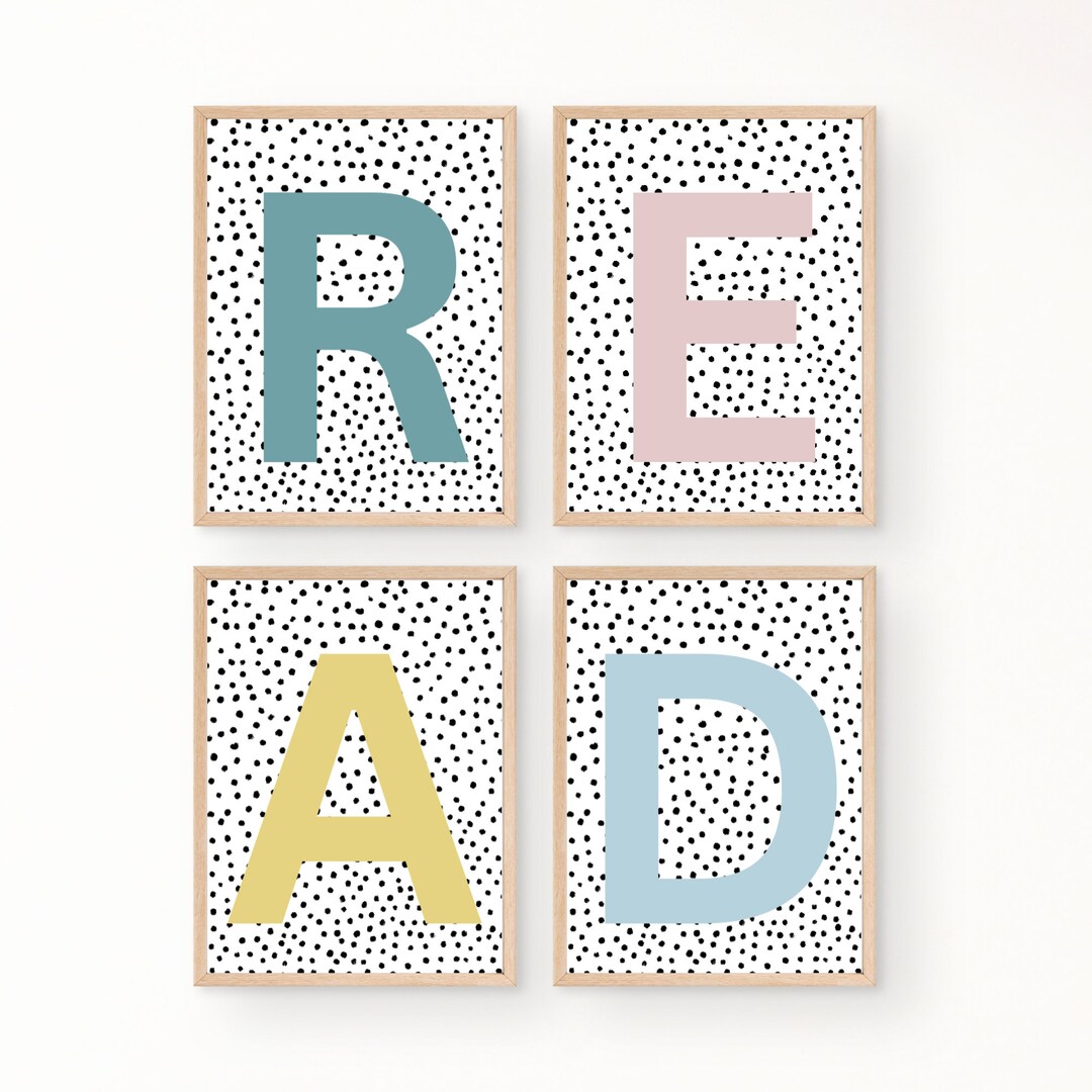 READ Letters Wall Art Set of Four Digital Download for Playroom, Toy ...