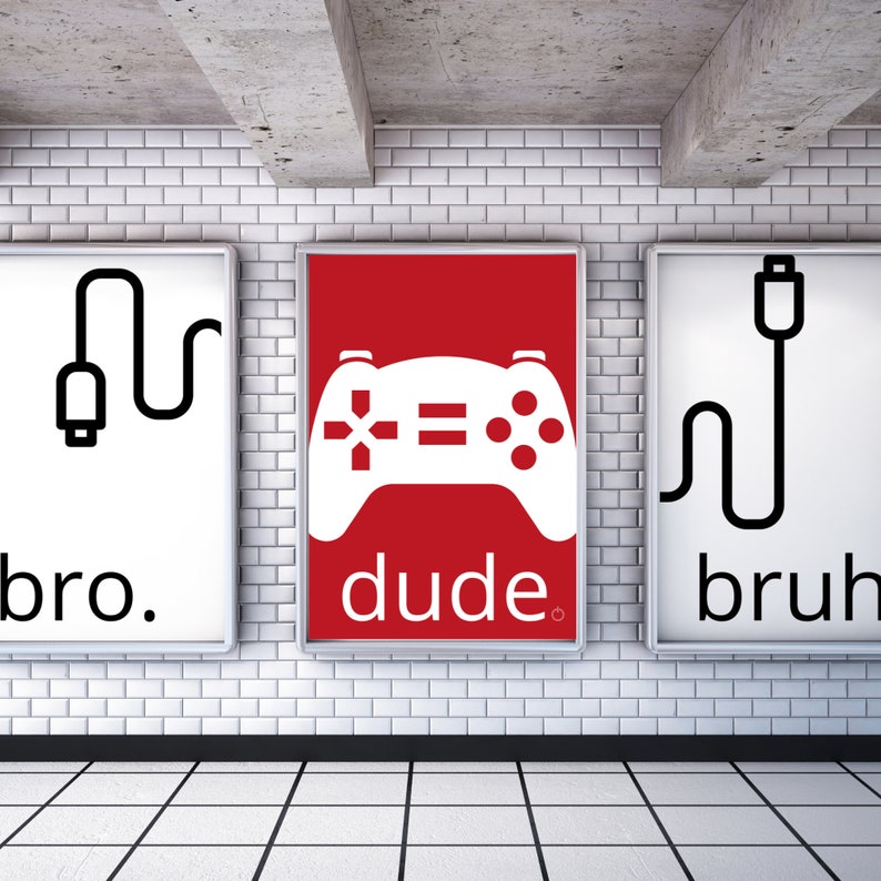 Gamer Room Red Bro Dude Bruh Wall Art Digital Download - Etsy