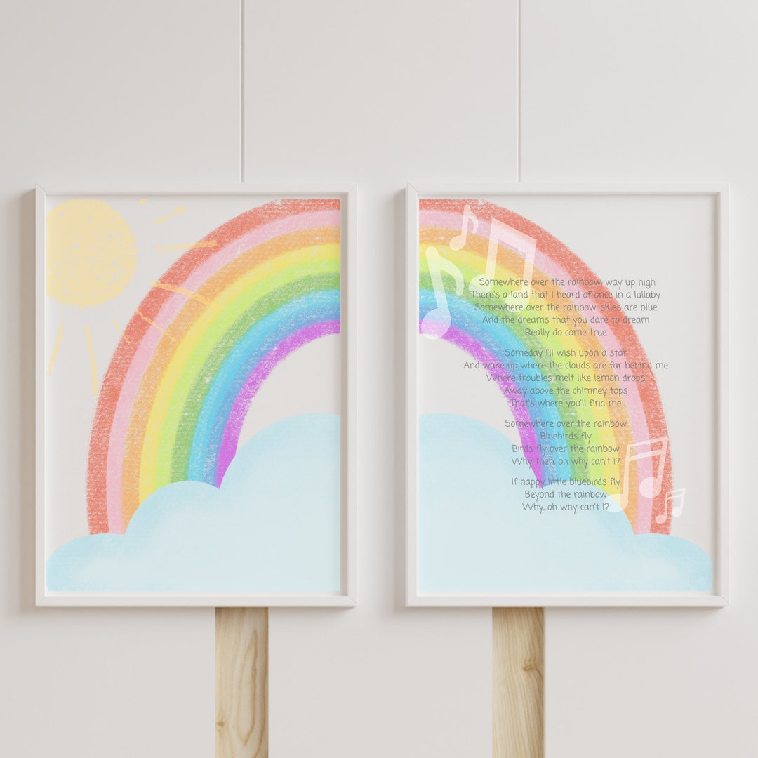 Somewhere Over the Rainbow Kids Wall Art With Choice of Full Song ...