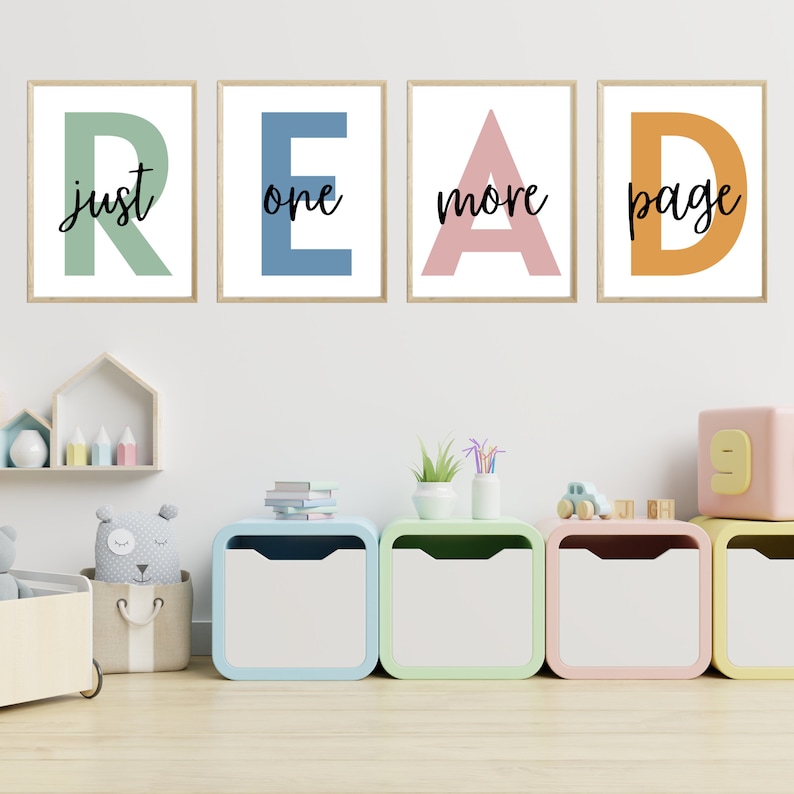 READ Just One More Page Wall Art Set of Four Digital Download for ...