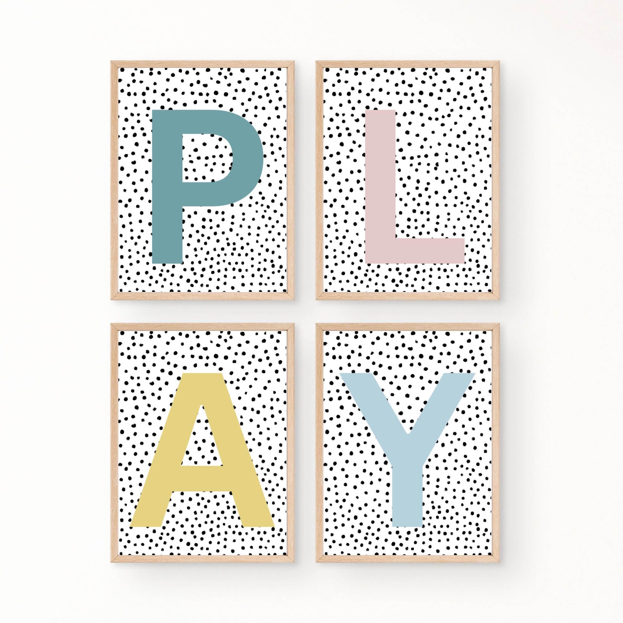 PLAY Letters Wall Art Set of Four Digital Download for Playroom, Toy ...