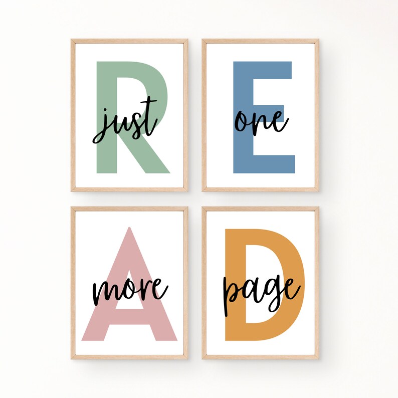 READ Just One More Page Wall Art Set of Four Digital Download for ...