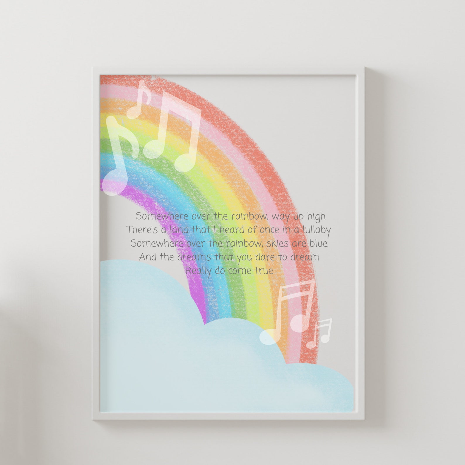 Somewhere Over the Rainbow Kids Wall Art With Choice of Full Song ...