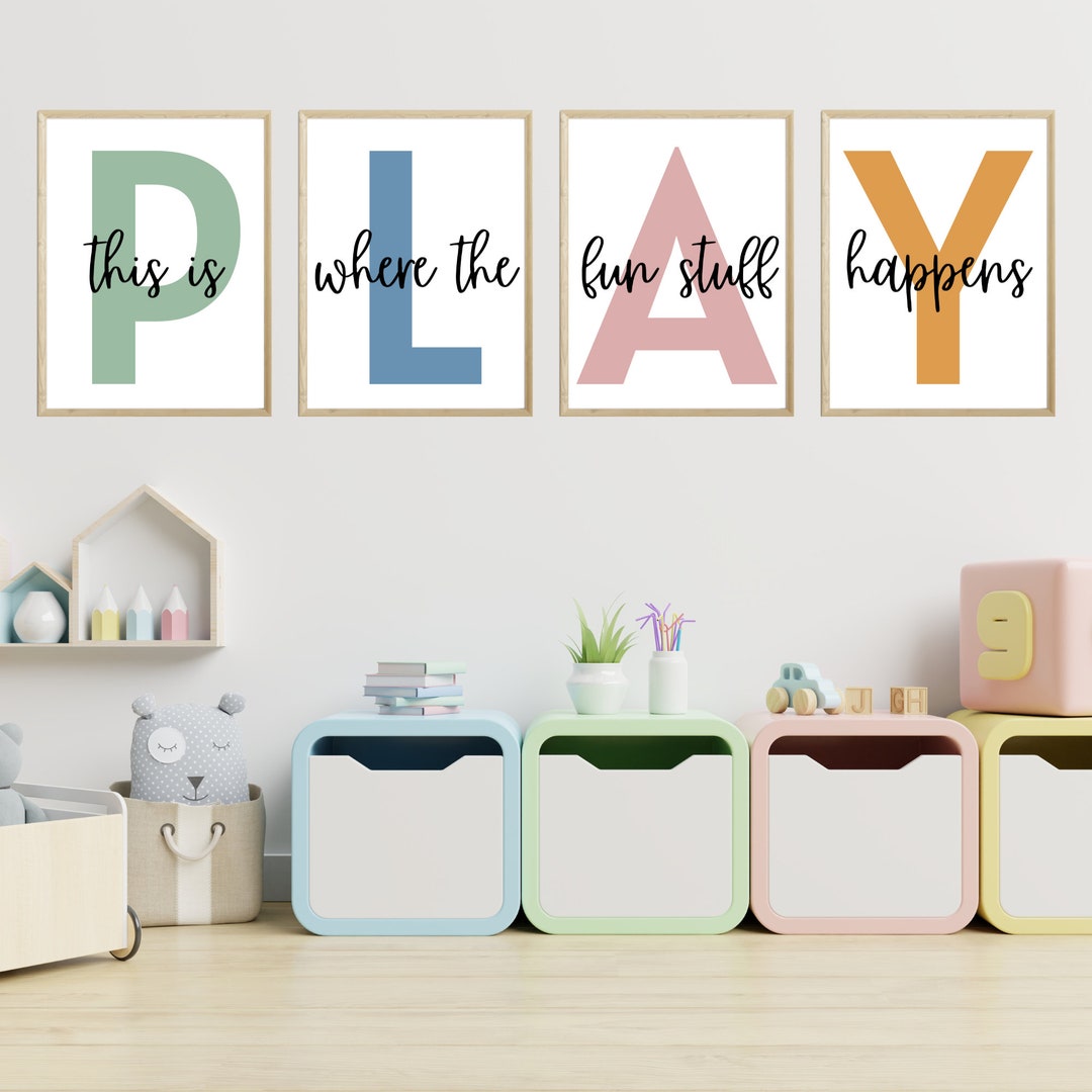 PLAY Where the Fun Stuff Happens Wall Art Set of Four Digital Download ...