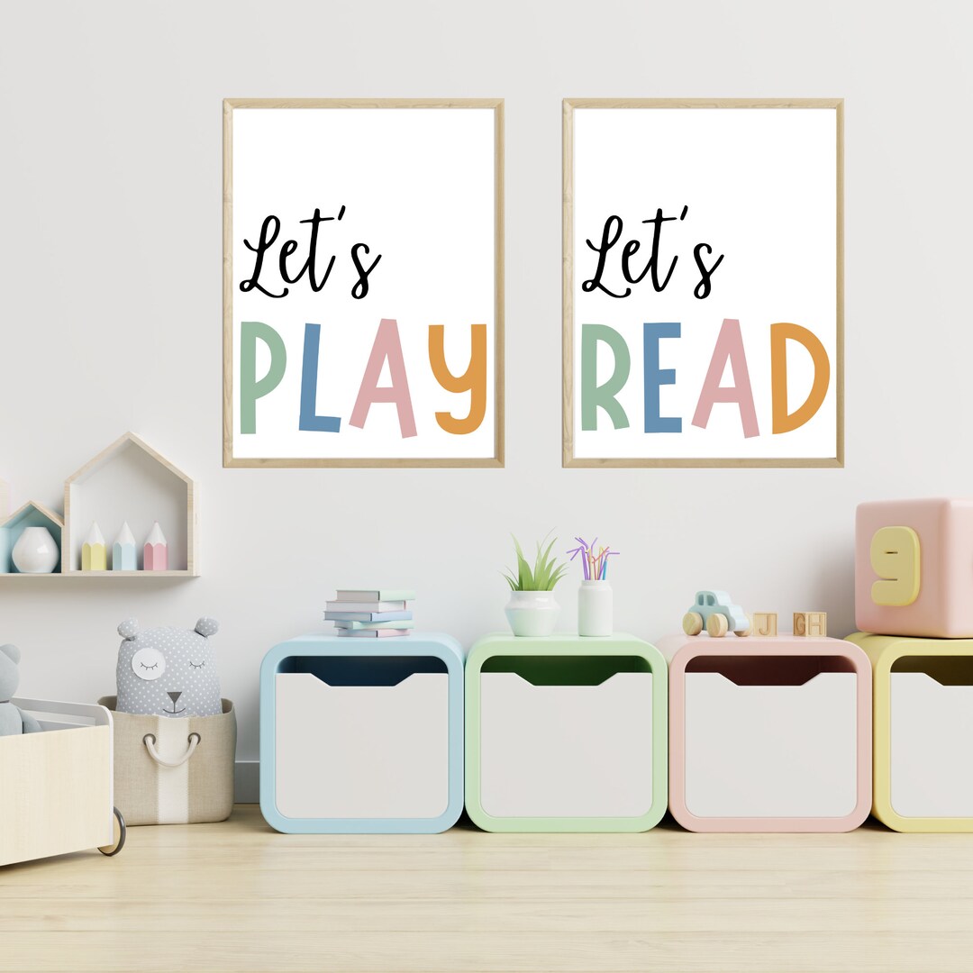 Let's Play Let's Read Wall Art Set of Two Digital Download for Playroom ...