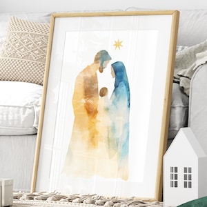 Watercolor Nativity Scene, Religious Christmas Nativity Print ...