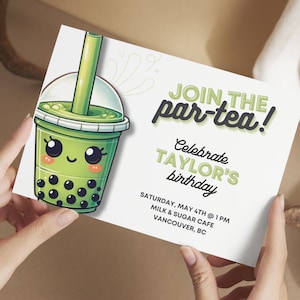 Boba Tea Birthday Invitation Template, Birthday Par-tea, Boba Tea Party ...