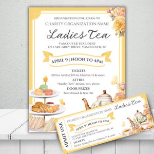 EDITABLE Tea Party Event Ticket, High Tea Party Template, Tea Party ...