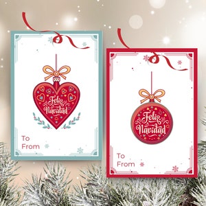 EDITABLE Feliz Navidad Tag, Spanish Christmas Gift Tags, Printable ...